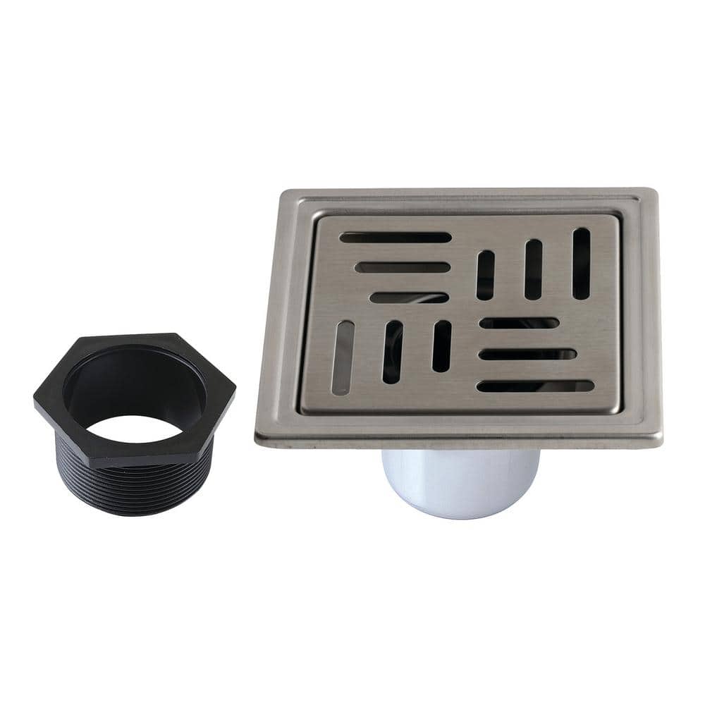 Kingston Brass 4 in. Square Grid Shower Drain in Polished Stainless ...