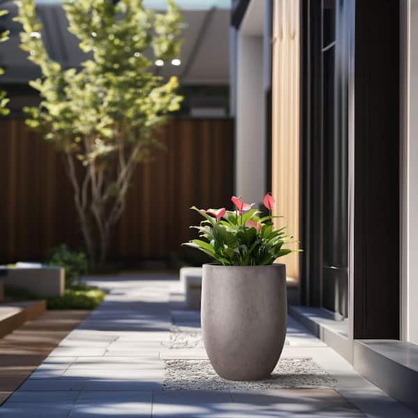 Sapcrete 18 in. Large Stone Finish Concrete Round Planter / Pot with ...