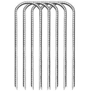 Wellco 0.4 in. x 12 in. Rebar Stakes J Hook Extra Heavy-Duty, Silver ...