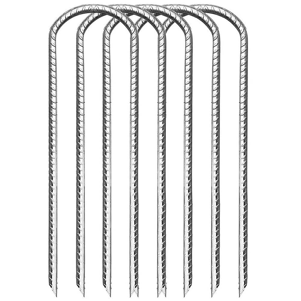 Wellco 0.4 in. x 12 in. Rebar Stakes U Hook Extra Heavy-Duty, Silver ...