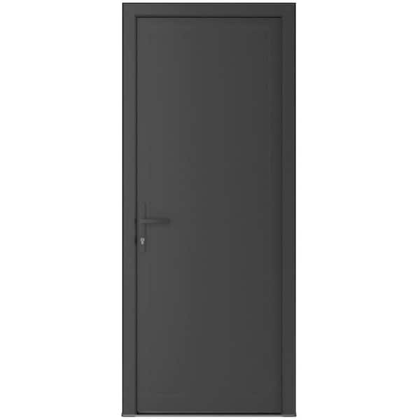VDOMDOORS 36 in. x 80 in. Right-hand/Inswing Frosted Glass Antracite ...