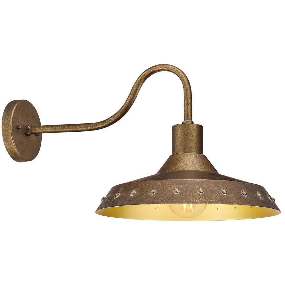 JAZAVA 16 in. Rust Copper Finish Outdoor Hardwired Wall Sconce Barn ...