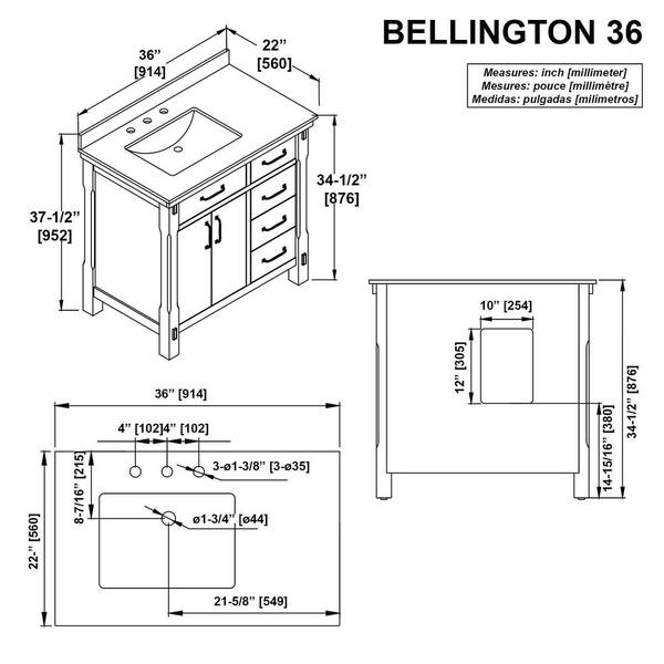 Home Decorators Collection Bellington 36 in. Single Sink Almond Toffee ...