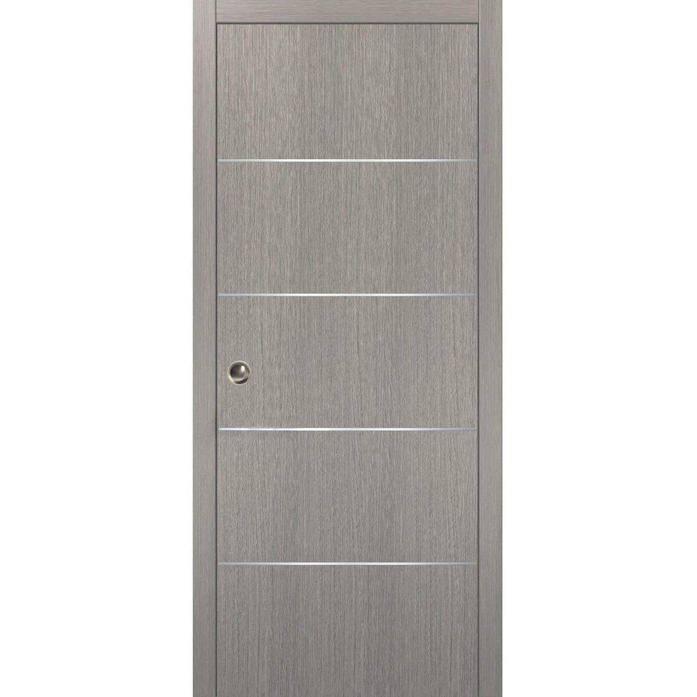 Sartodoors Planum 0020 30 in. x 80 in. Flush Grey Oak Finished ...