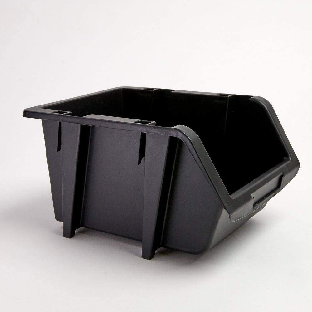 TAFCO PRODUCTS 6-7/8 in. Stacking and Nesting Storage Bin, Black (4 ...