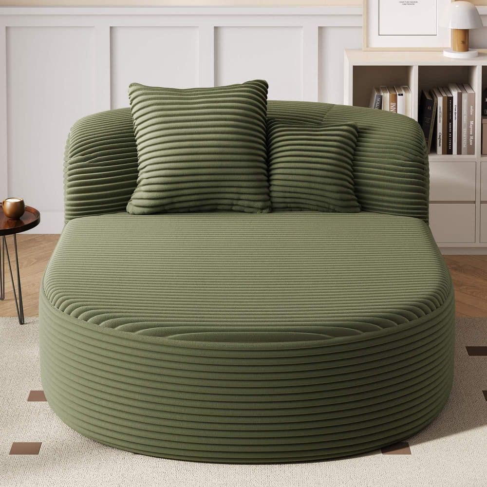 Polibi Green Corduroy Arm Chair with 2-Supportive Pillows SL519-159829F ...