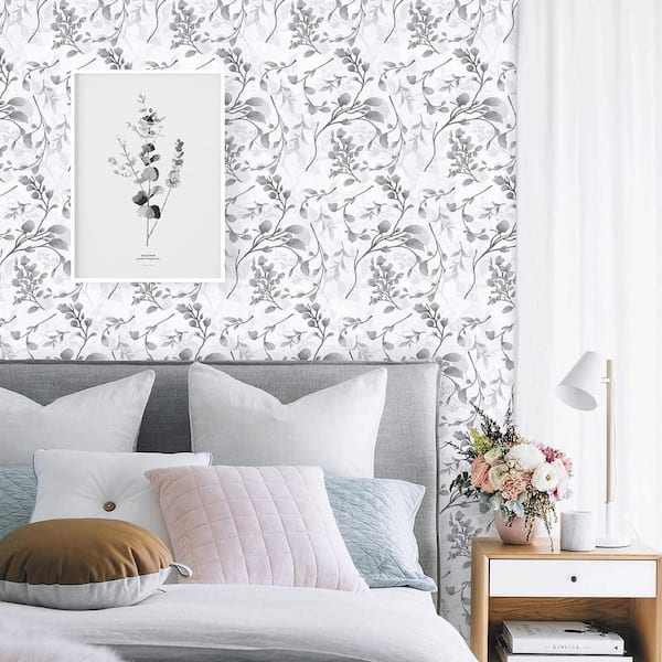Grey Floral Contact Paper Peel and Stick Waterproof Wallpaper Roll Set ...