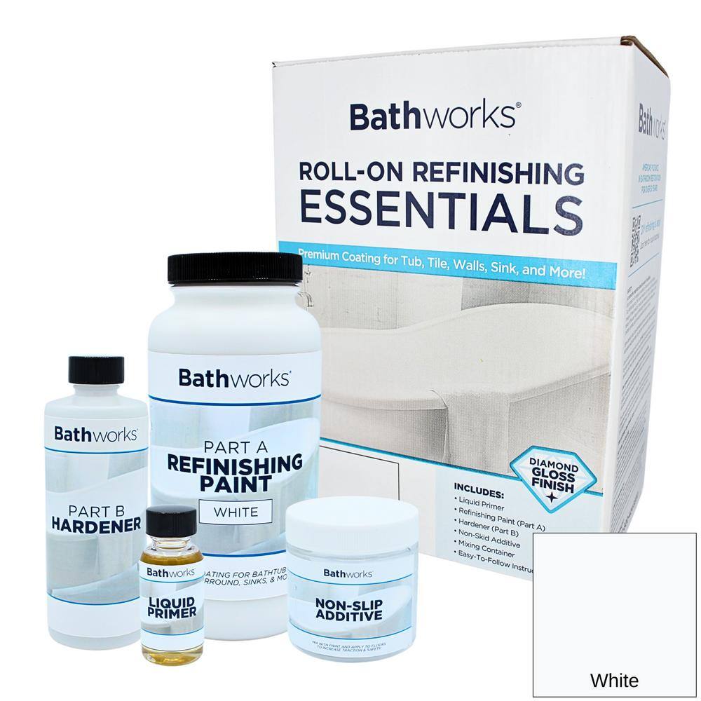 BATHWORKS 22 oz. White Standard Tub and Tile Refinishing Kit with Non-Slip Protection BMRK-110 ...