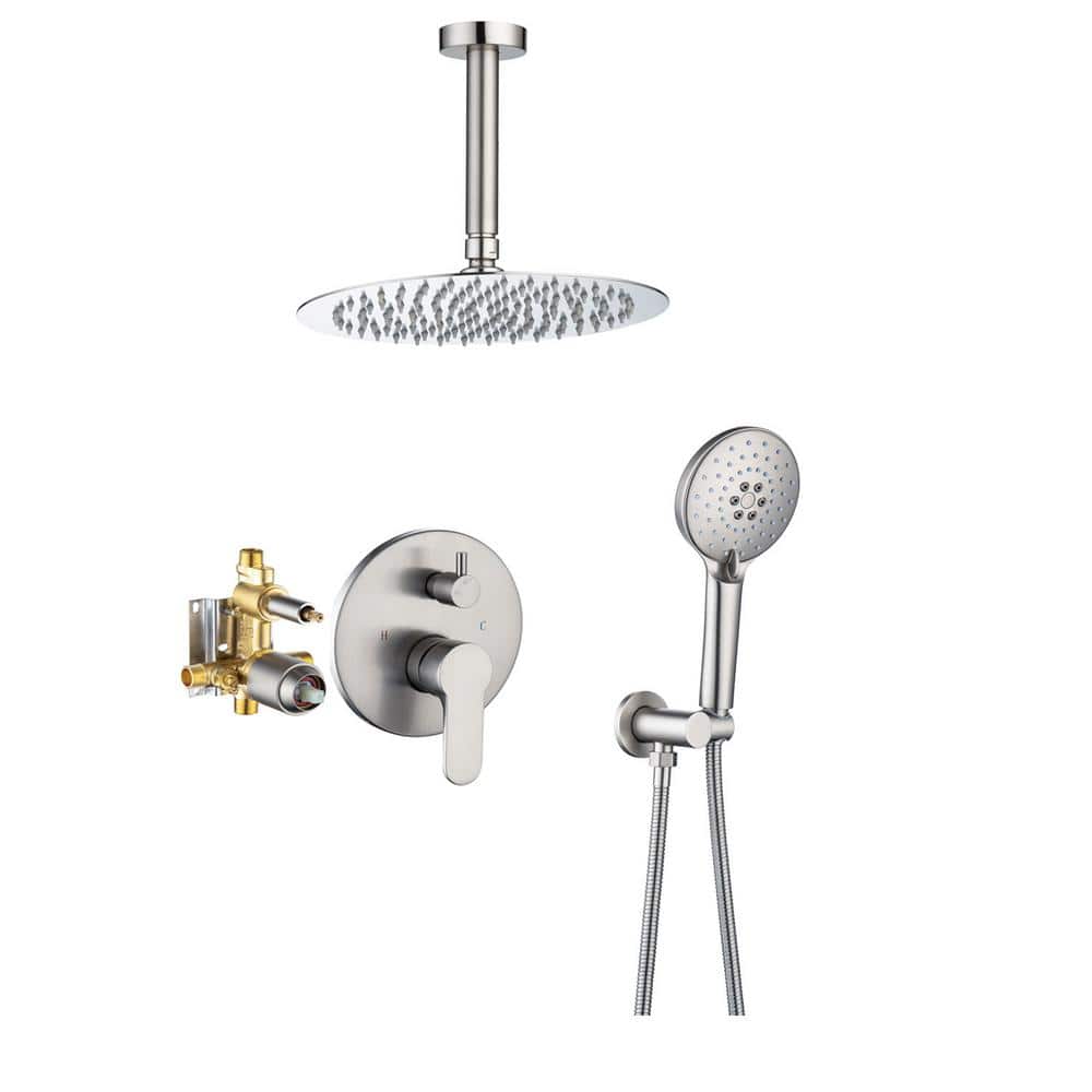 RAINLEX Ceiling 1-Handle 3-Spray Round High Pressure Shower Faucet with ...