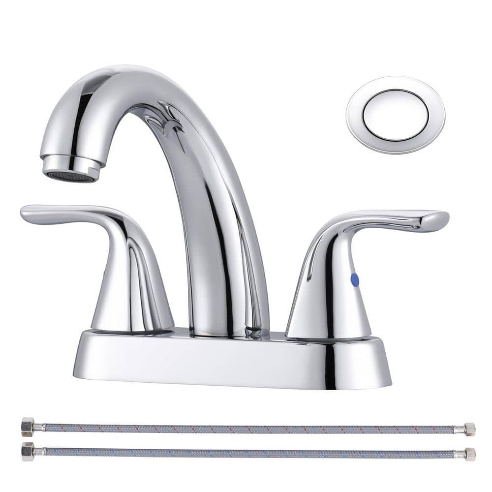 VEVETTA 4 in. Centerset Double Handle Mid Arc Bathroom Faucet with ...