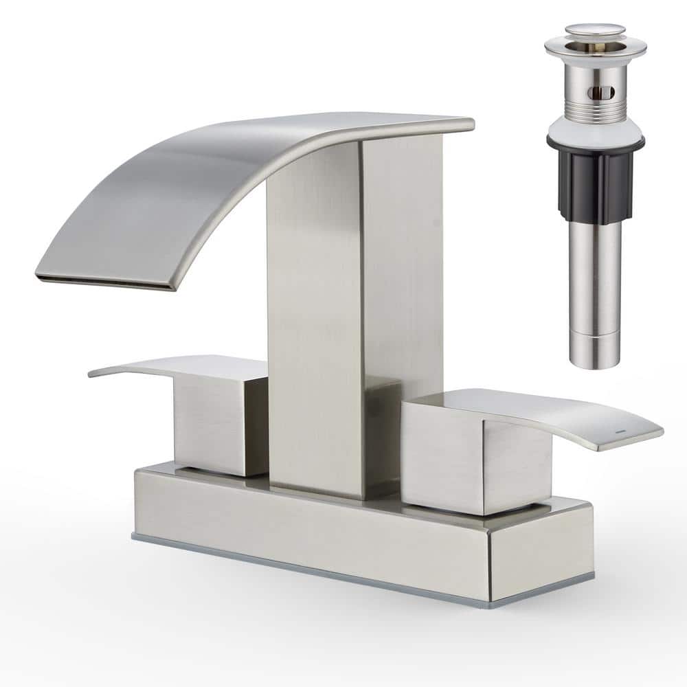 GAGALIFE 4 in. Centerset Double-Handle Waterfall Spout Bathroom Vessel ...