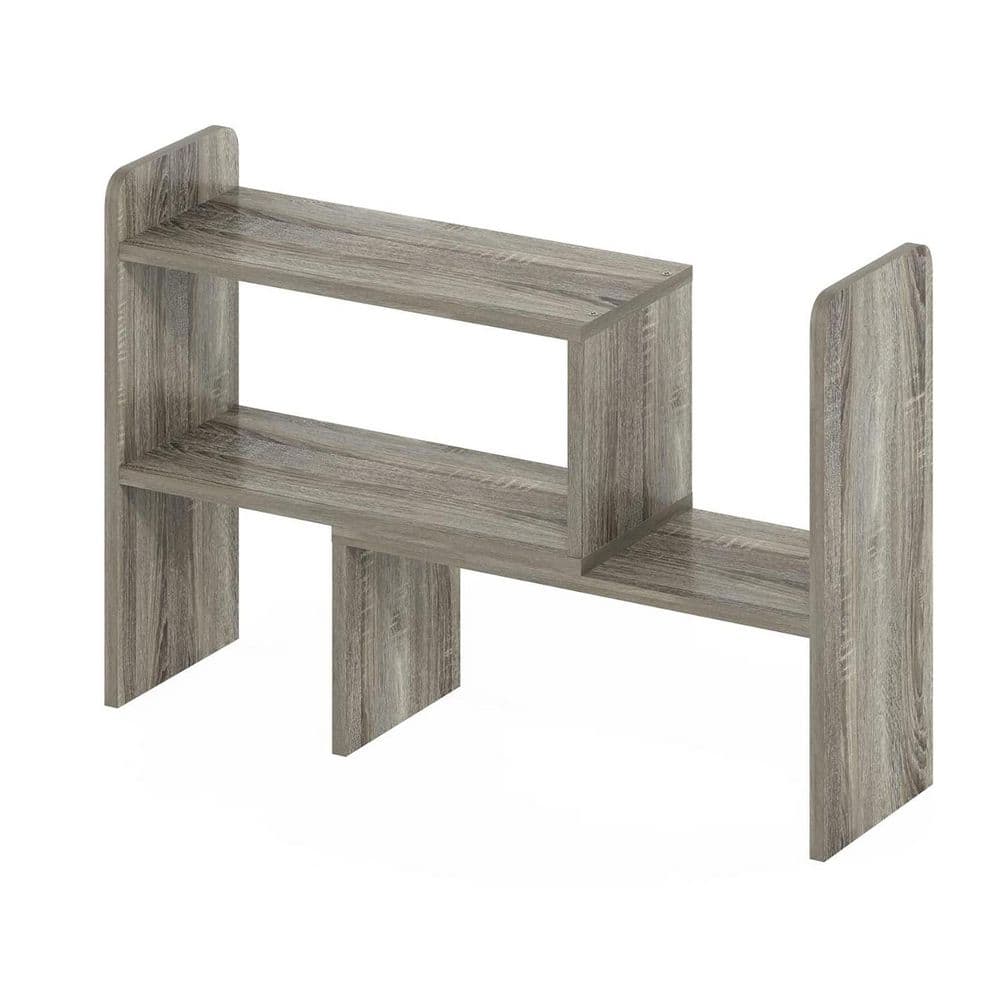 Gray 23.7 in. x 15.7 in. Wood Modern Adjustable Desk Organizer ...