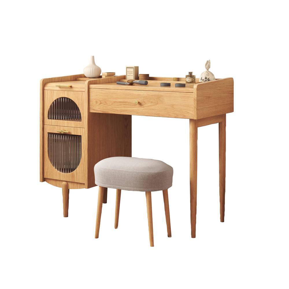 JASIWAY 39.4 in. Clear Wood 1 Drawer Dresser with Side Cabinet J-B ...