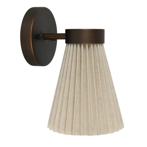Beacon Lighting Amore 6 in. 1 Light Pleated Wall Sconce in Bronze with ...