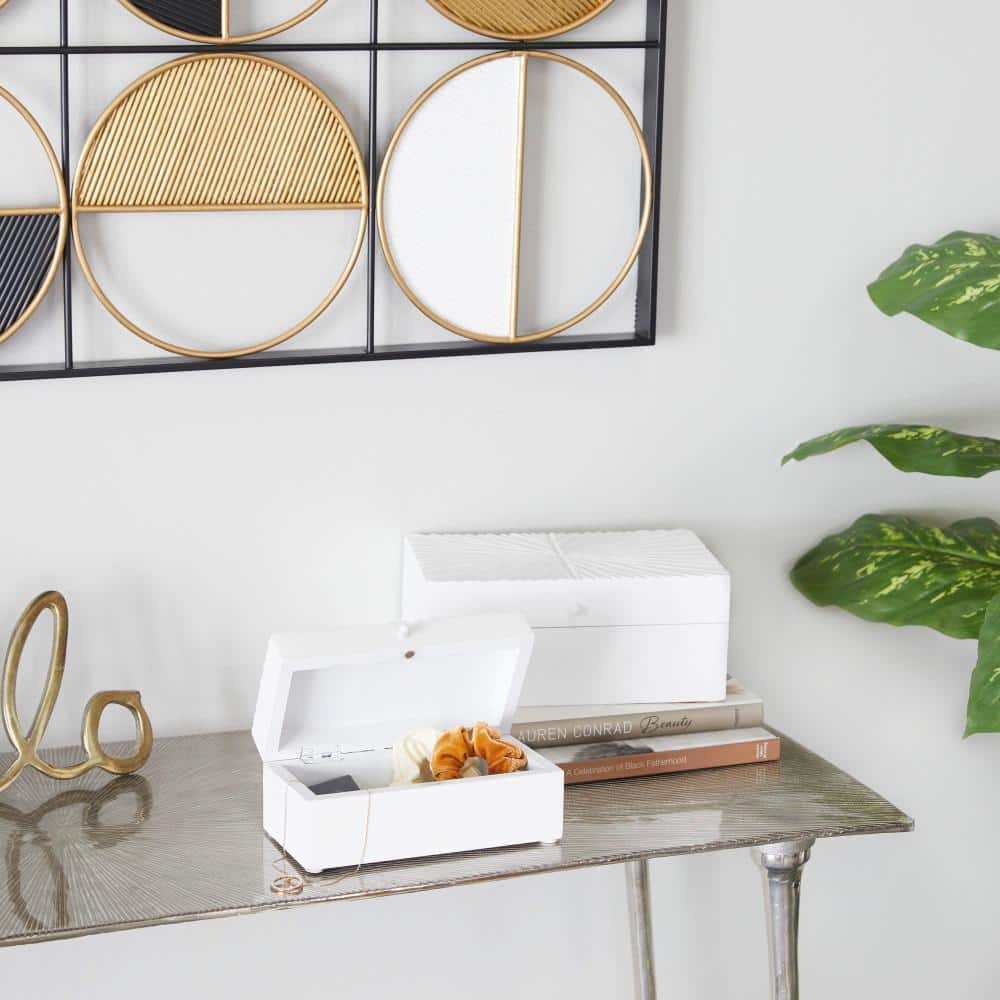 CosmoLiving by Cosmopolitan Rectangle Wood Geometric Box with Hinged ...