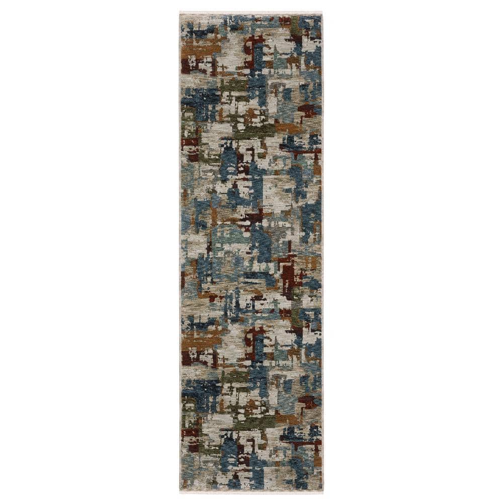 AVERLEY HOME Haven Beige/Multi-Colored 2 ft. x 8 ft. Abstract ...