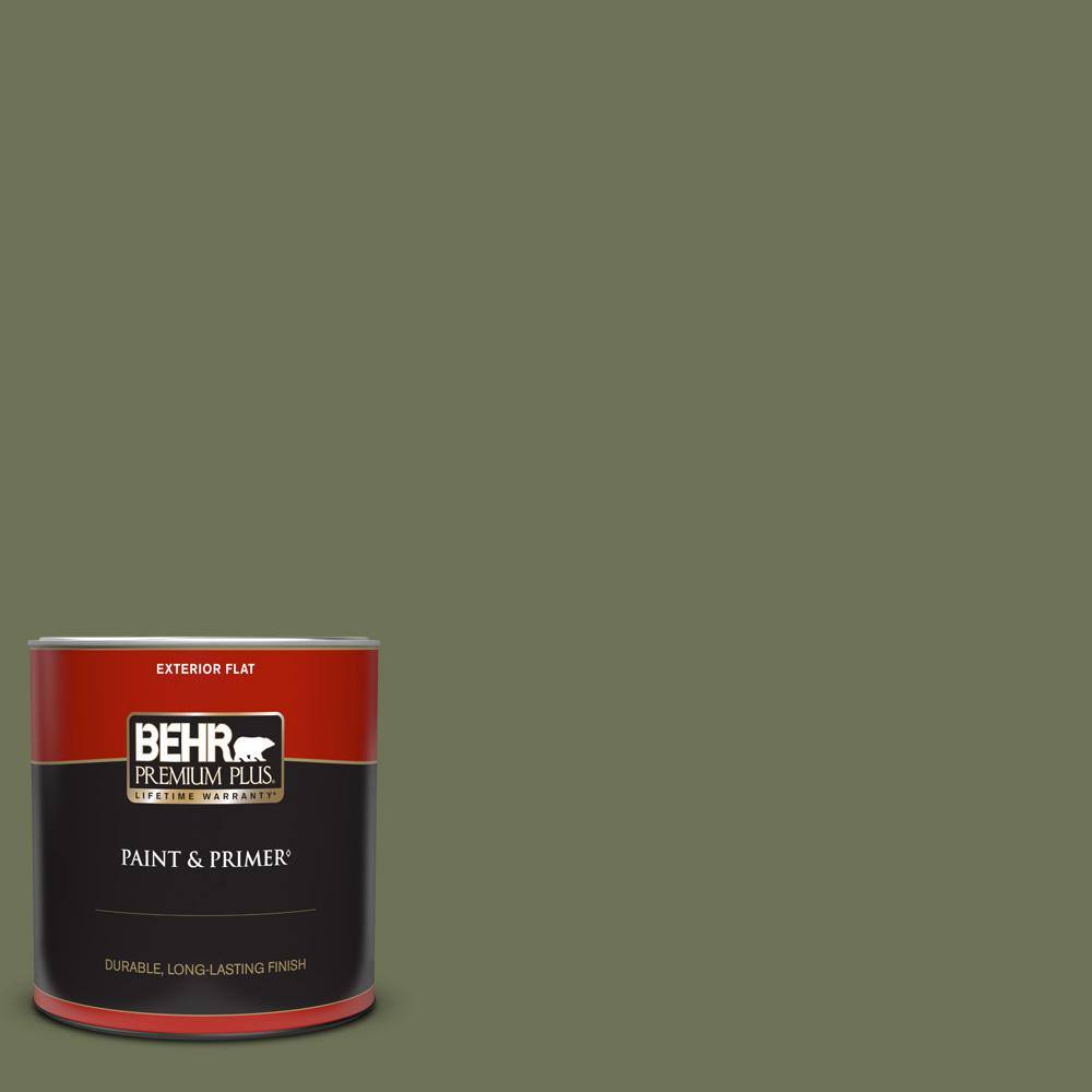 BEHR PREMIUM PLUS 1 qt. #MQ6-53 Herb Cornucopia Flat Exterior Paint ...