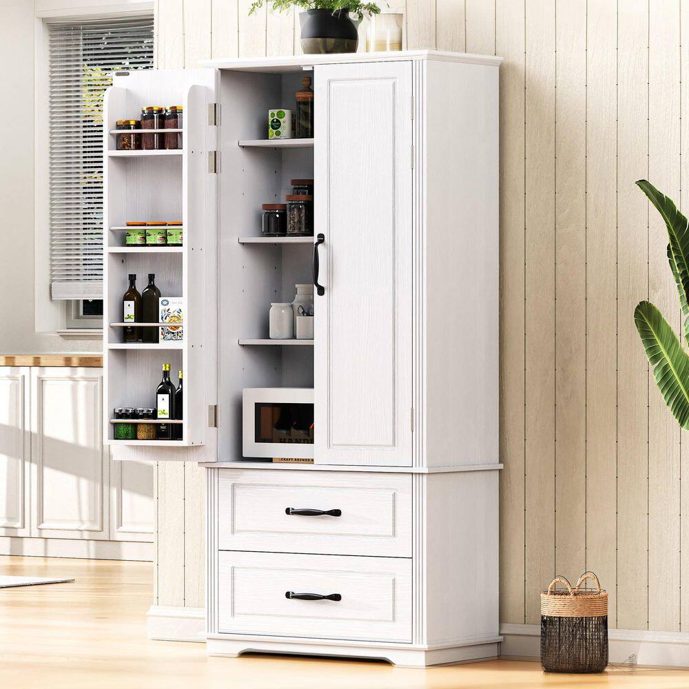 Harper & Bright Designs 4-Shelf White Farmhouse Kitchen Pantry ...
