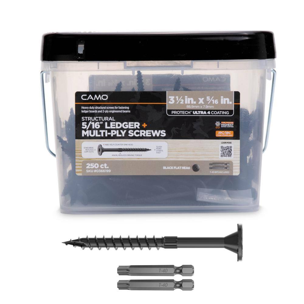 CAMO 5/16 in. x 3-1/2 in. Star Drive Flat Head Multi-Purpose + Multi ...