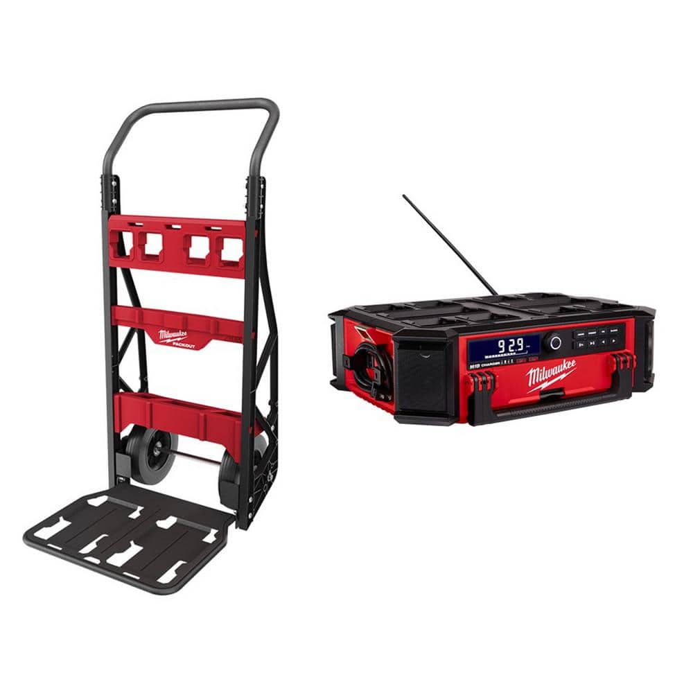 Milwaukee PACKOUT 20 in. 2-Wheel Utility Cart with M18 Lithium-Ion ...
