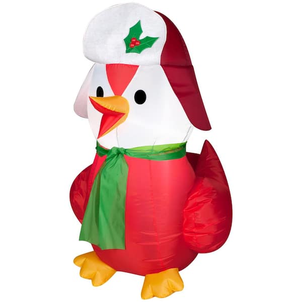 Gemmy 3.5 ft. Inflatable Red Bird Wearing Hat and Scarf G-34865 - The ...