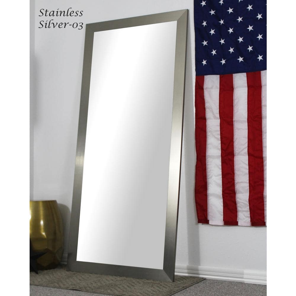 Large Glossy Silver Composite Modern Mirror (60 in. H X 21 in. W) VV003 ...
