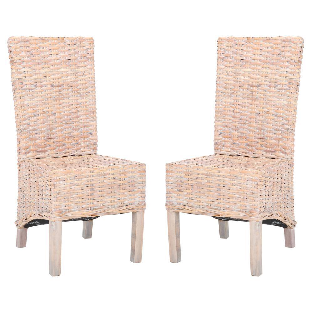 SAFAVIEH Pembrooke Whitewashed 9.8 in. Rattan Dining Chair Set of 2 ...