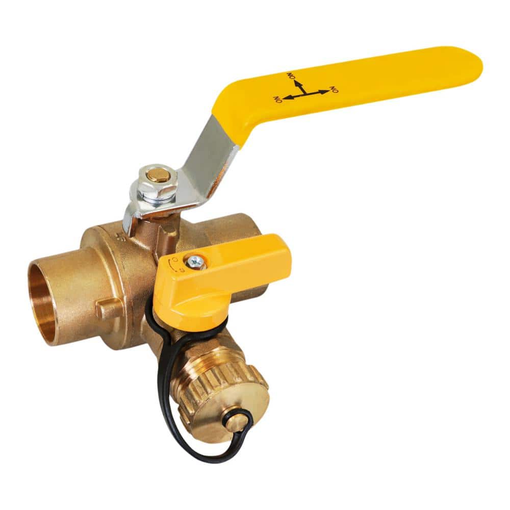 PLUMBFLEX 1-1/2 in. Brass SWT High Flow Drain Ball Valve, 3-Way ...