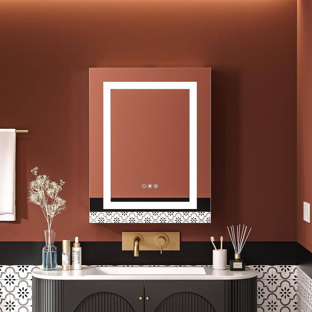 WOODSAM 20 in. W x 26 in. H Rectangular Silver Aluminum Recessed ...