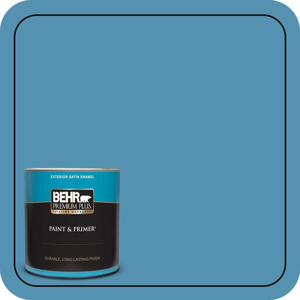 BEHR PREMIUM PLUS 1 qt. #M490-5 Jet Ski Satin Enamel Exterior Paint ...