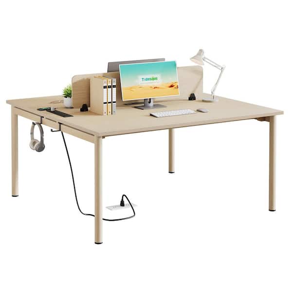 BYBLIGHT Moronia 2 Person Desk with Partition, Square Computer Desk ...