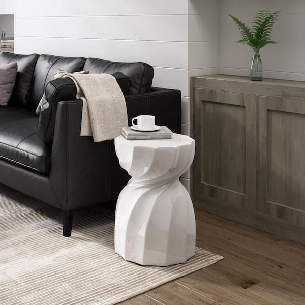 Jamesdar Swirl MGO Side Table Pearl White JTAB306-PW - The Home Depot