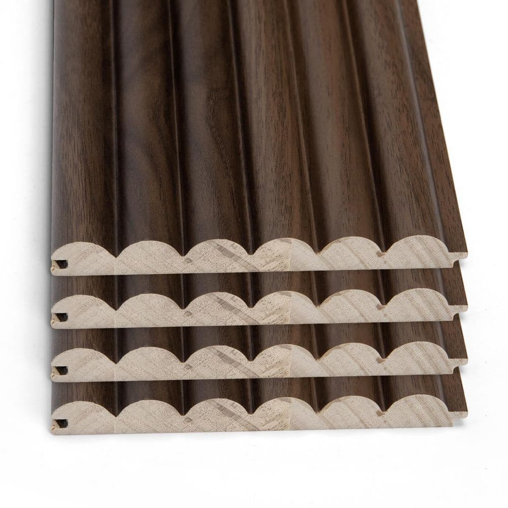 Art3dwallpanels Rounded Fluted Walnut 8-1/2 ft. x 1/2 ft. x 2/3 in ...