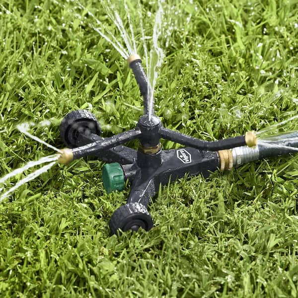 Vigoro 1,384 sq. ft. Metal 3-Arm Rotating Lawn and Garden Sprinkler ...