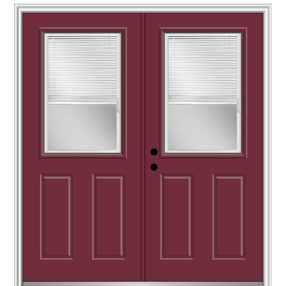 MMI Door 64 in. x 80 in. Internal Blinds Right-Hand Inswing 1/2-Lite ...
