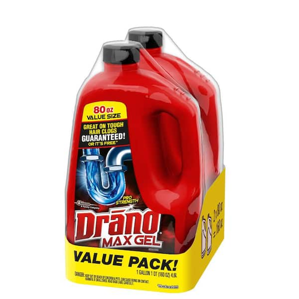 Drano 160 oz. Max Gel Drain Clog Remover and Cleaner (Twin-Pack) (2 ...