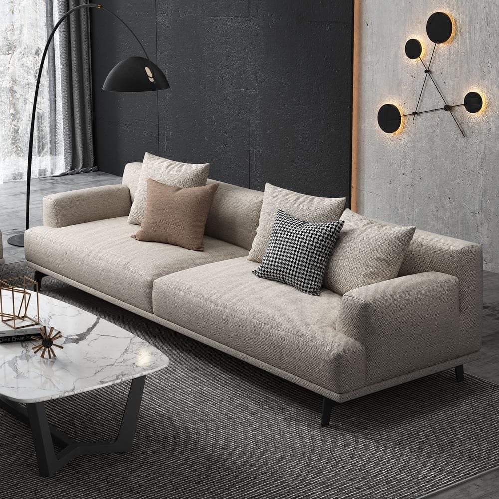 THE RIGHT PATH 82.6 in. Square Arm Fabric Rectangle Sofa 37.4 in. 8171 ...