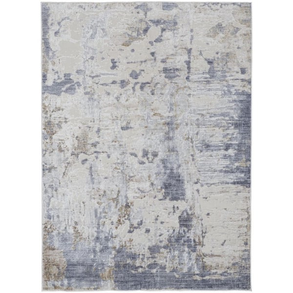 HomeRoots 4 ft. x 6 ft. Gray and Ivory Abstract Area Rug 2000514203 ...