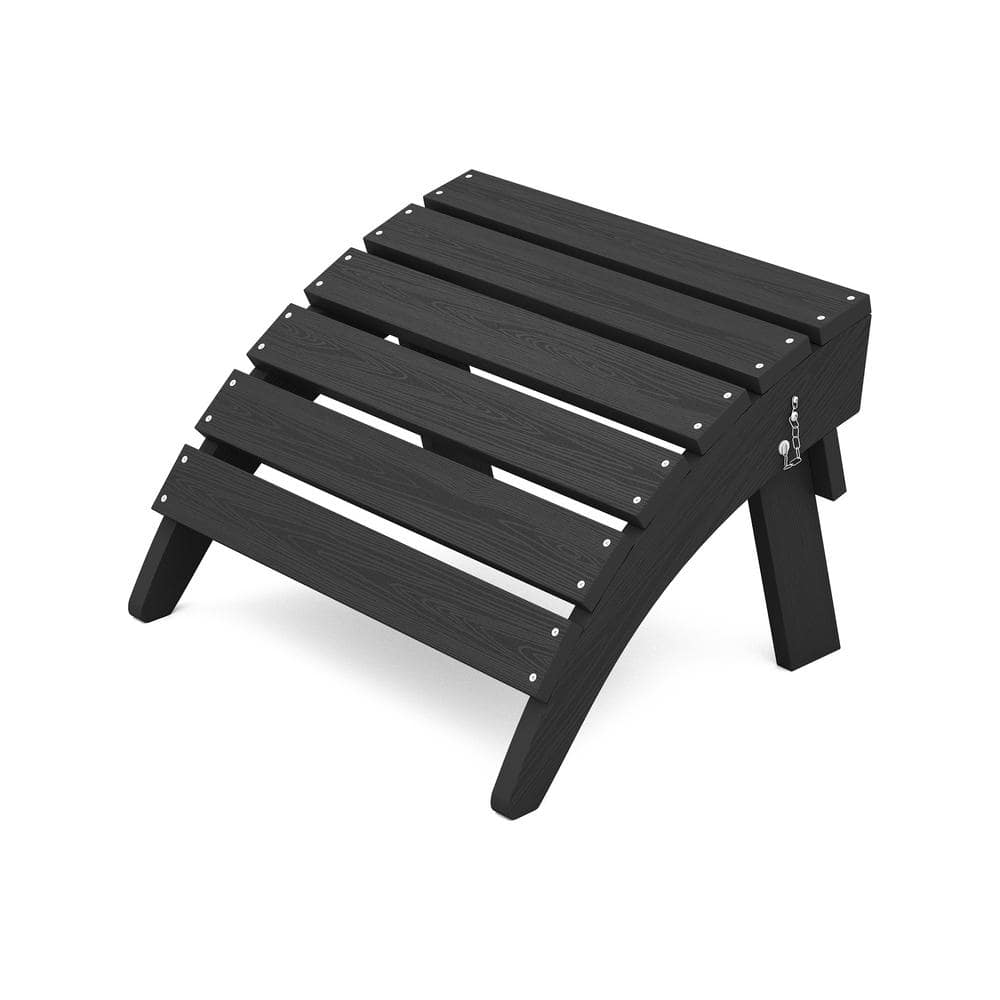 JEAREY HDPE Folding Plastic Outdoor Ottoman for Adirondack in Black ...