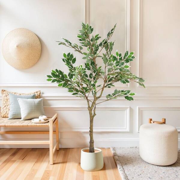 JUJABU 6 ft. Artificial Ficus Tree in Pot Lol.110 - The Home Depot