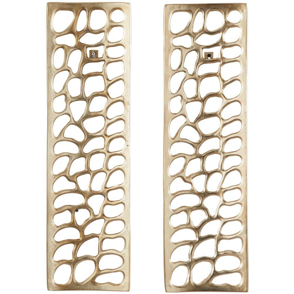 Litton Lane Aluminum Gold Cutouts Abstract Wall Decor (Set of 2) 043635 ...