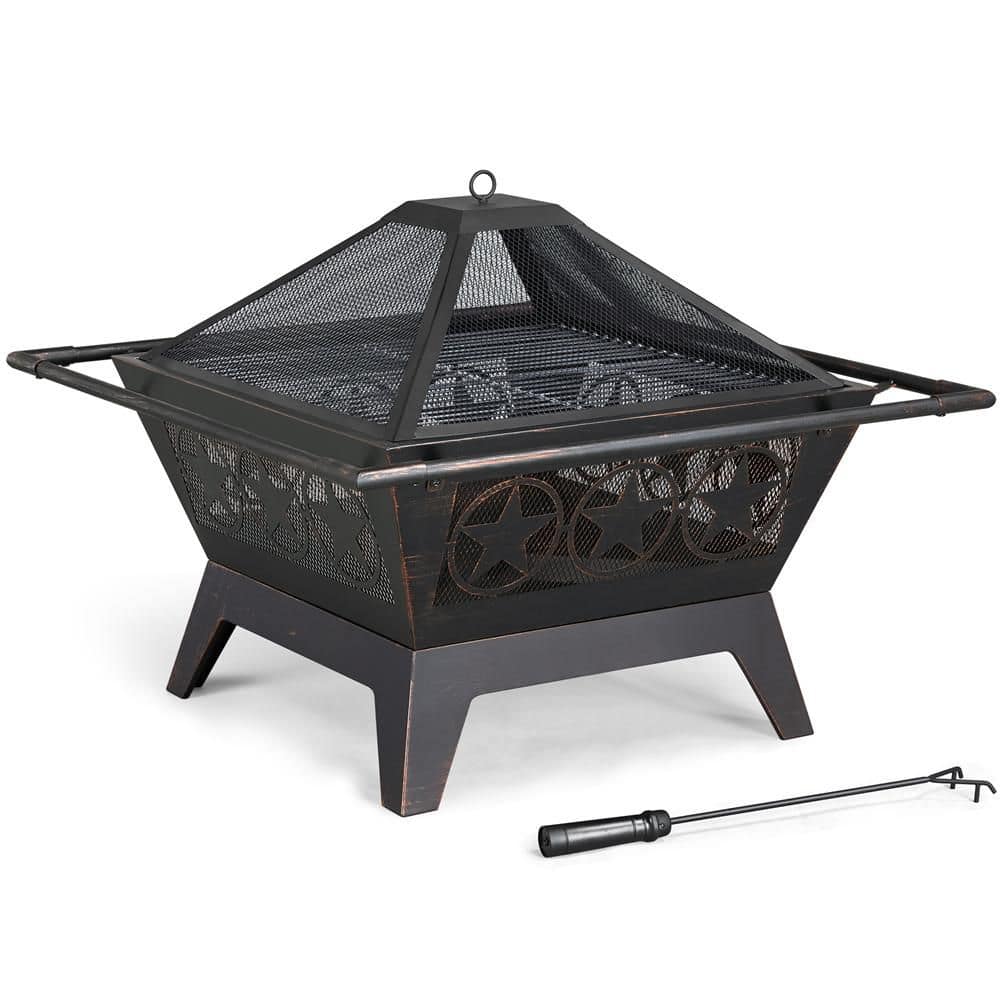 Yaheetech Iron Fire Pit Outdoor Garden Supplies Round Steel Fire Bowl ...
