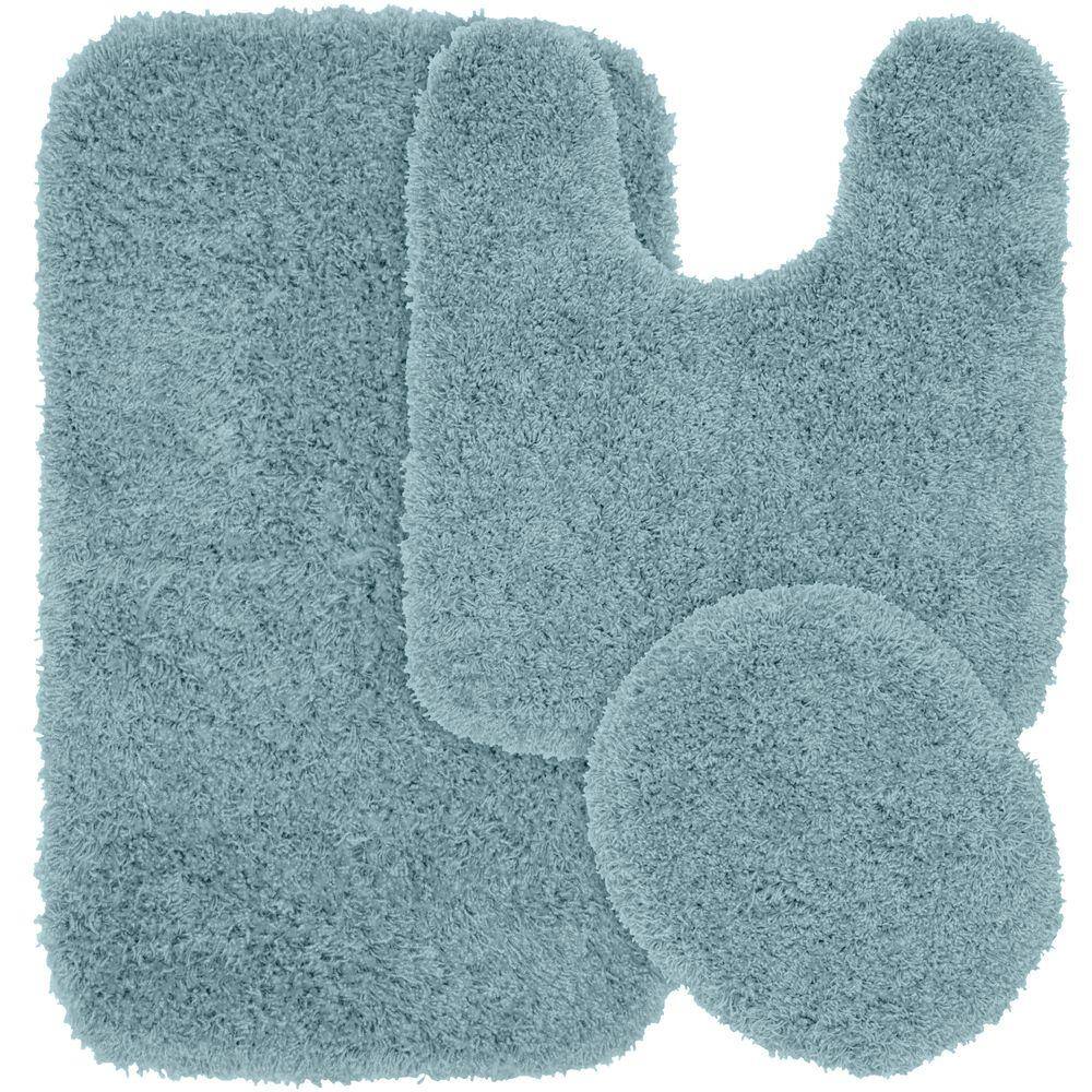 Garland Rug Jazz Basin Blue 21 in. x 34 in. Washable Bathroom 3-Piece ...
