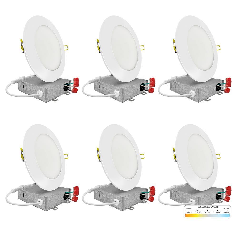 NuWatt 6 in. 15-Watt Selectable CCT Remodel or New Construction Canless ...