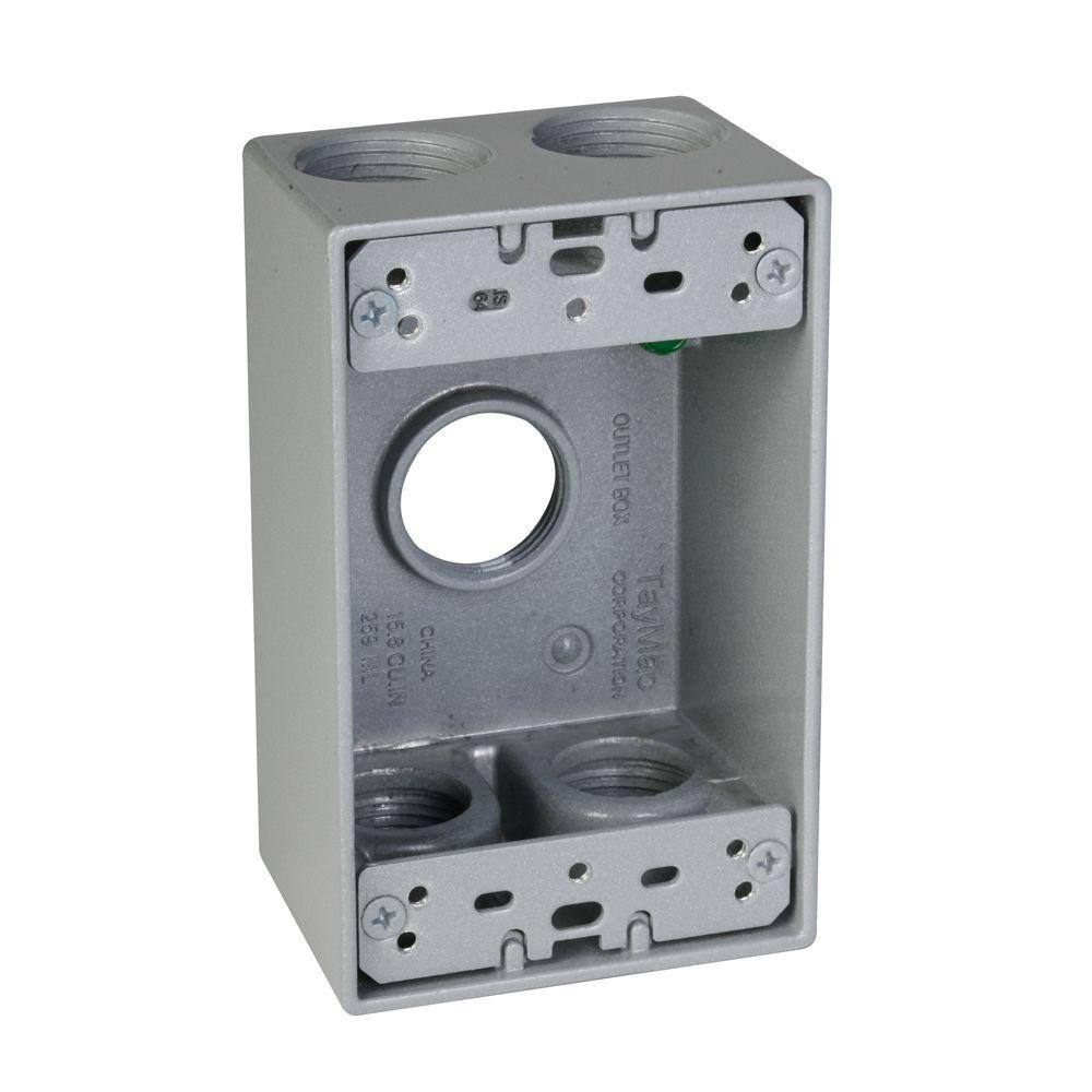TAYMAC 1-Gang Weatherproof Gray Box with Five 3/4 in. Outlets SB575S ...