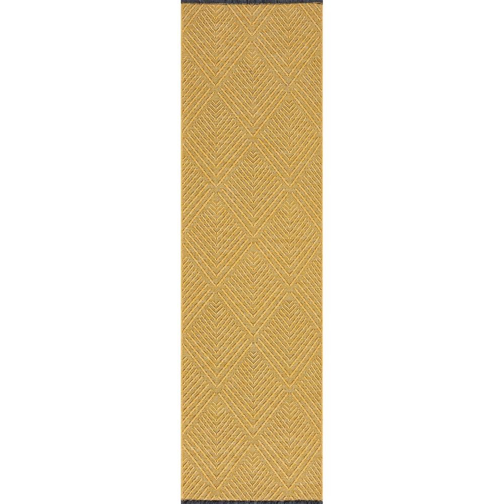 Tayse Rugs Alma Gold 2 ft. x 8 ft. Diamond Machine Washable Indoor ...