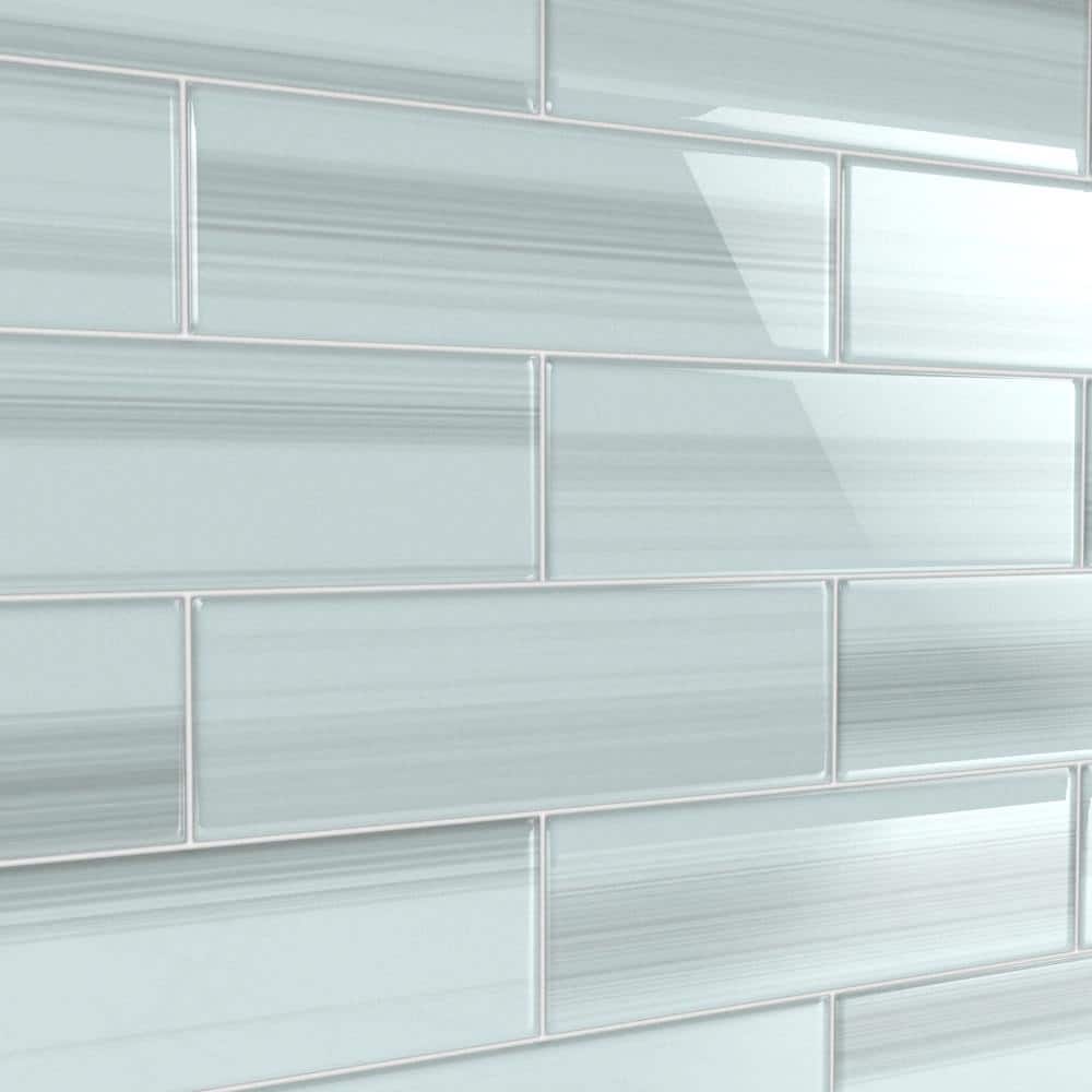Bodesi Vesper 4 in. x 12 in. Glass Tile for Kitchen Backsplash and ...