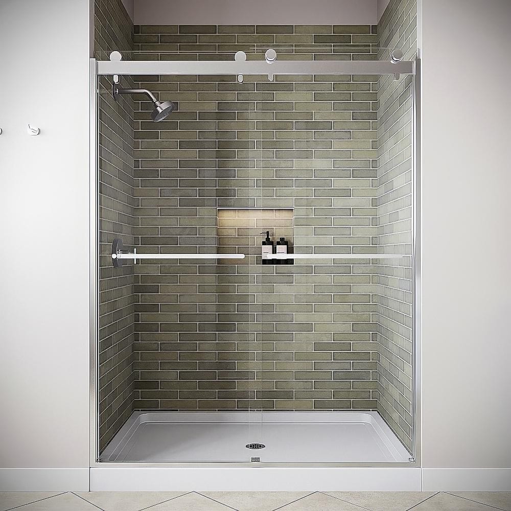 Streamline Tanaro 60 in.W x 76in. H Semi-Frameless Sliding Shower Door, CrystalTech Treated 5/16 ...