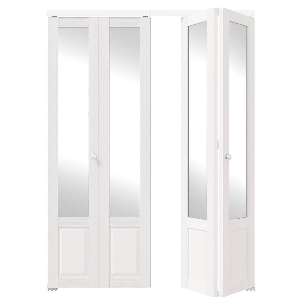 Reviews for TENONER 60 in. x 80 in. 1/2-Lite, Mirrored Glass, Solid ...