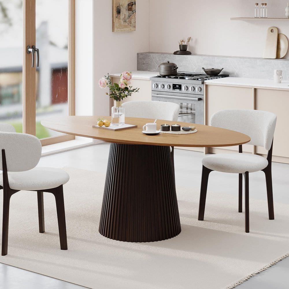 Dovelina Oval Natural Wooden Solid Wood 67 in. Wood Column Pedestal ...